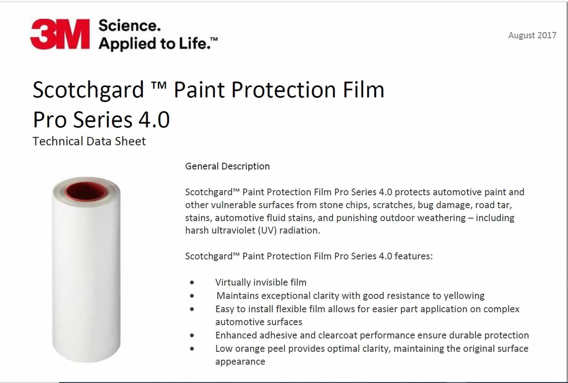 Scotchgard™ Paint Protection Film Pro Series datasheet